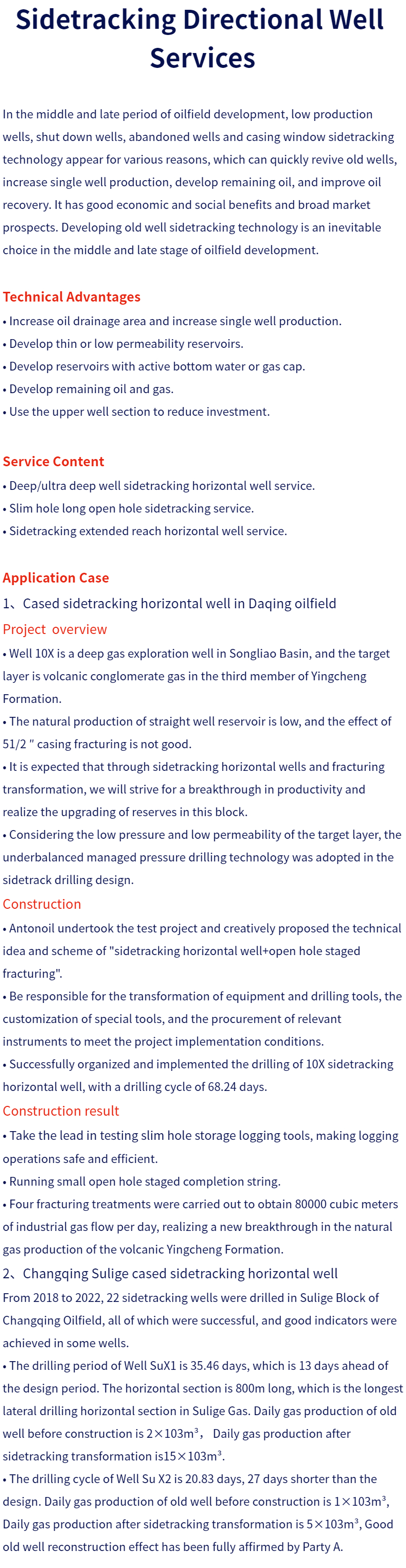 Sidetracking Directional Well Services