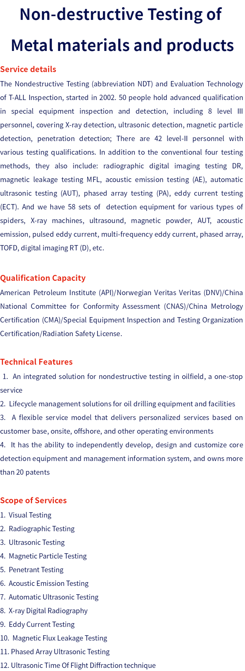 Non-destructive Testing of Metal Materials and Products